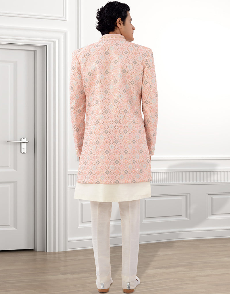 multi color Kurta silk Jacket Pink Embroidered – Arabic attire