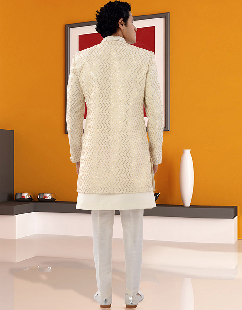 cream Kurta silk Jacket Beige Embroidered – Arabic attire