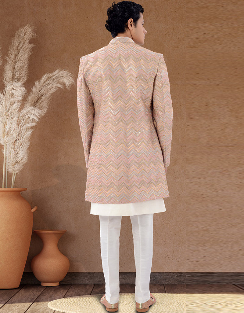 multi color Kurta silk Jacket Pink Embroidered – Arabic attire