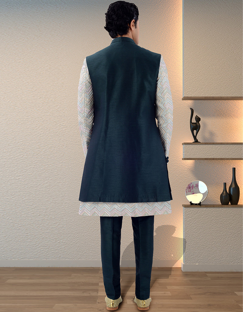 multi color Kurta silk Jacket Green Embroidered – Arabic attire