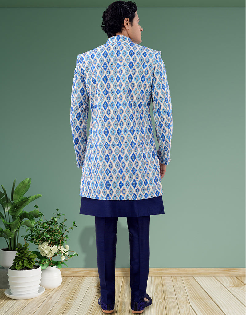 blue Kurta silk Jacket blue Embroidered – Arabic attire