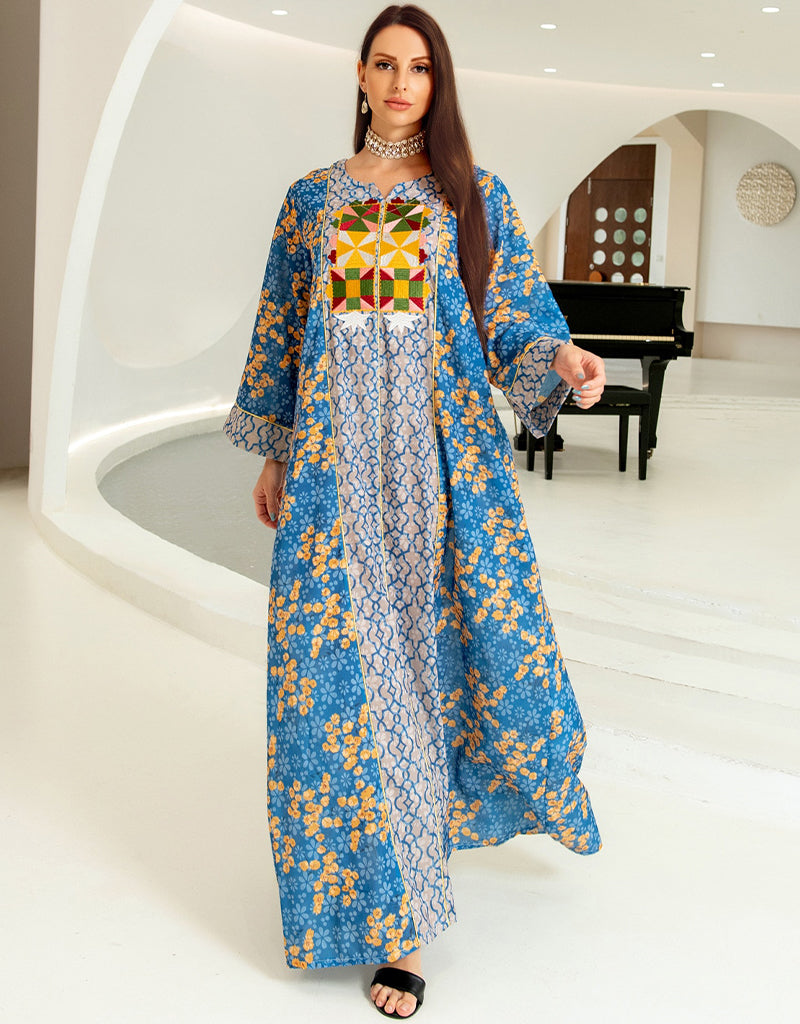 Jacquard Cotton Embroidered Traditional Long Arab Dress – Arabic attire