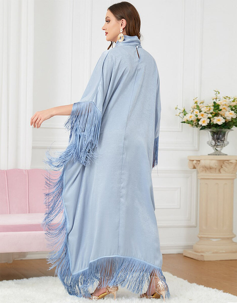 TASSEL Decorated Blue Party Evening Abaya – Arabic attire