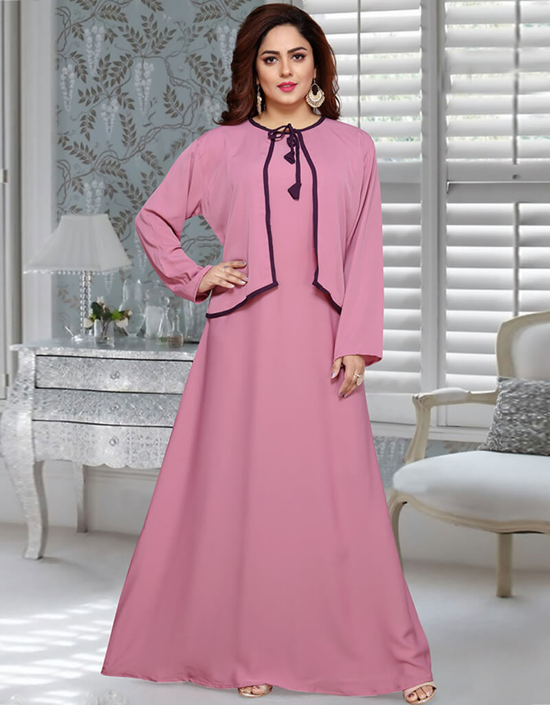 Dubai Pink Simple Koti Style Plain Kaftan Kaftan, NA, Georgette ...