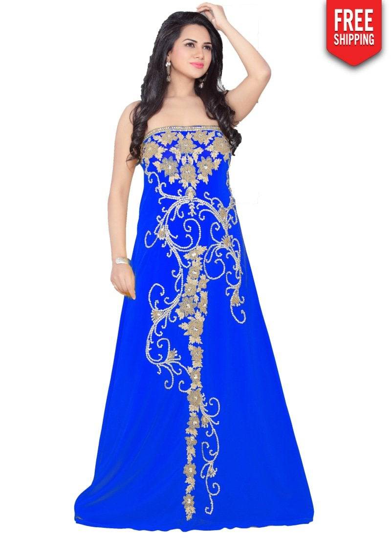 Beautiful Gold Embroidered Fusant, Fustan Style, Georgette Fabric ...