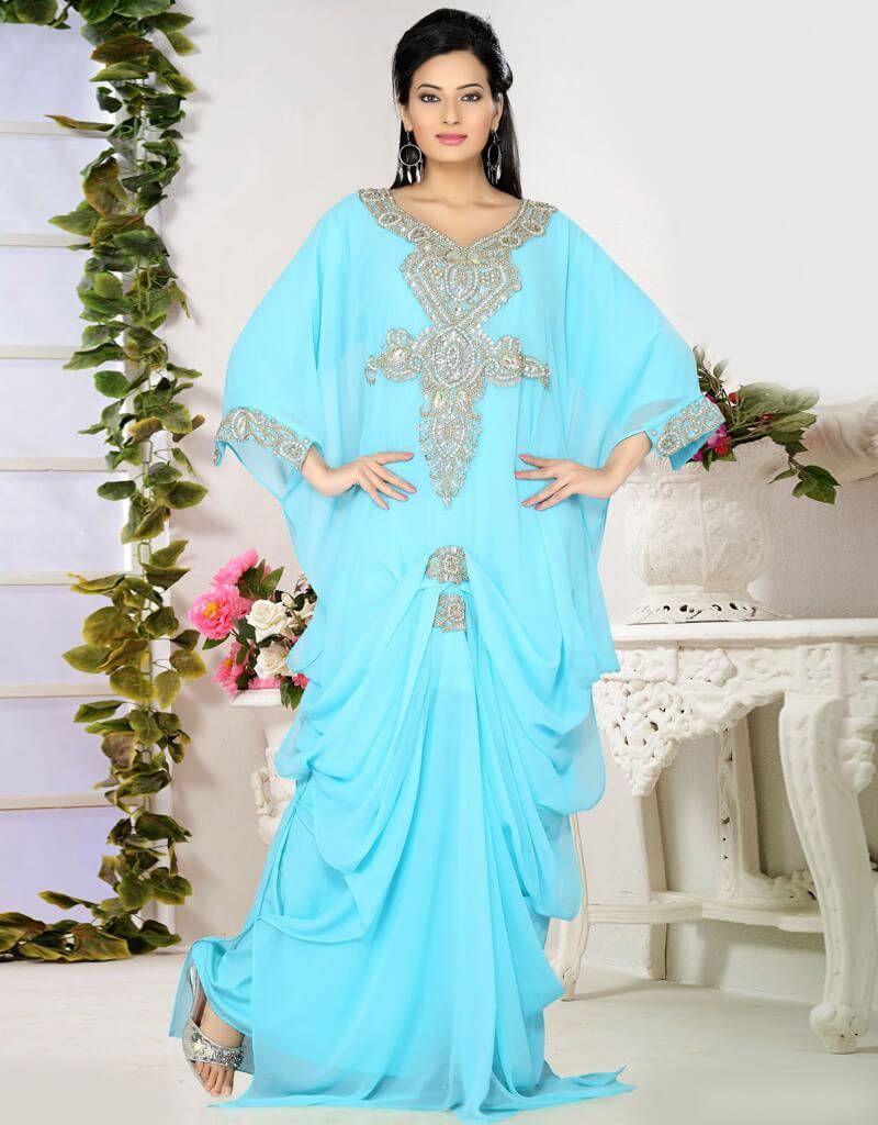 Divine Embroidered Islamic Kaftans Blue Color – Arabic attire