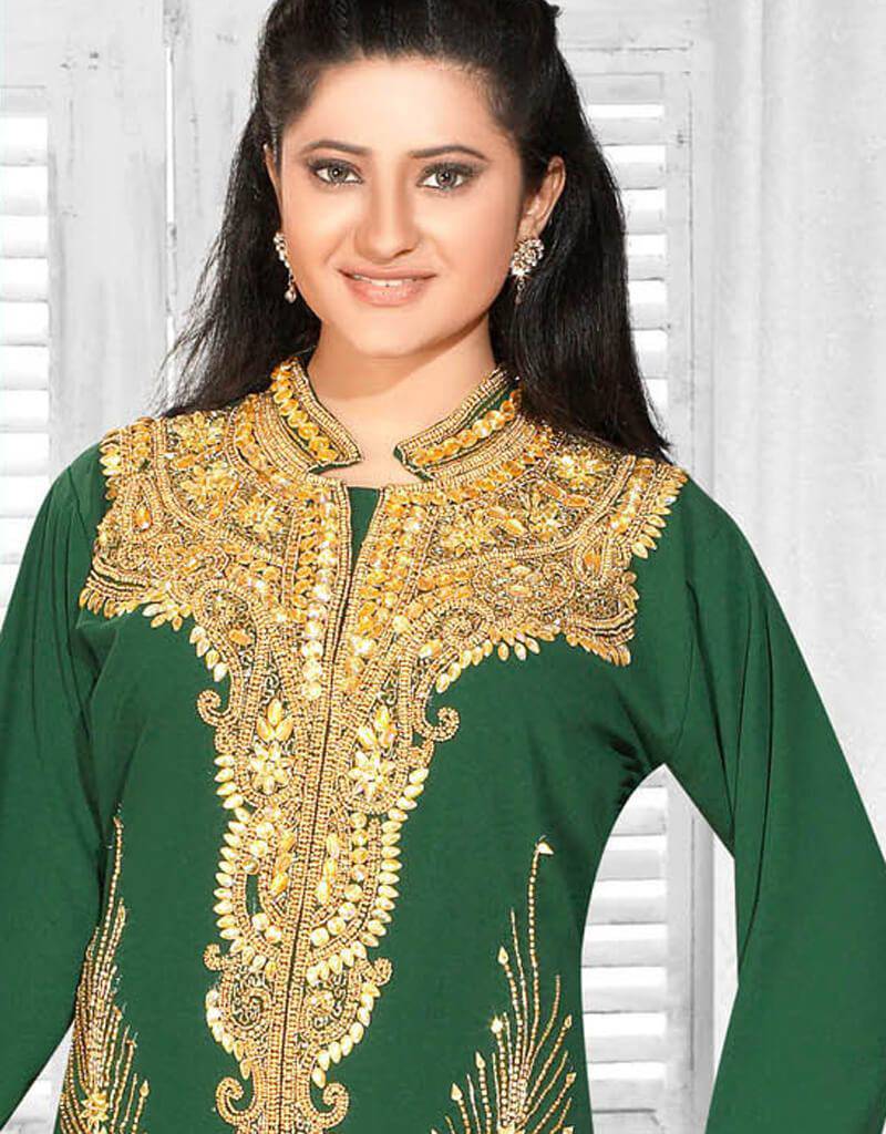 Dubai Style Party Wear Kafan With Front Slits, Dubai Style, Georgette ...