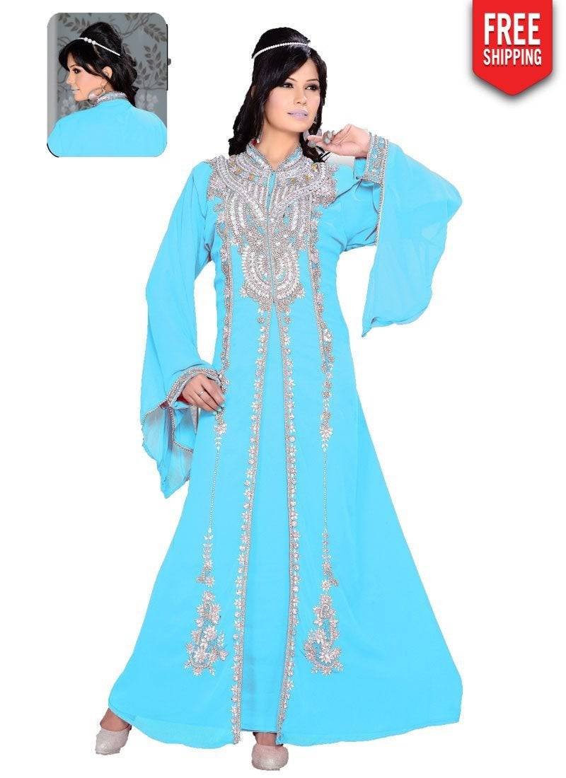 Extraordinary Jacket Style Kaftan Orange Color