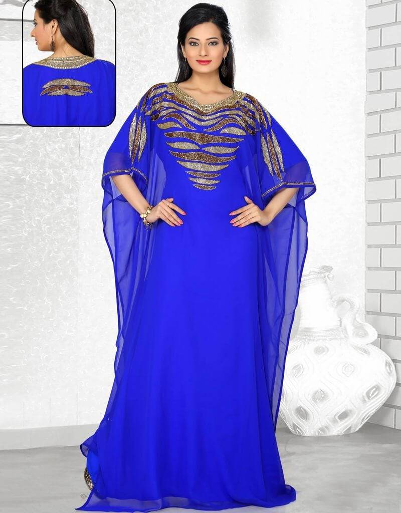 Fancy Embroidered Islamic Kaftans Blue Color – Arabic attire