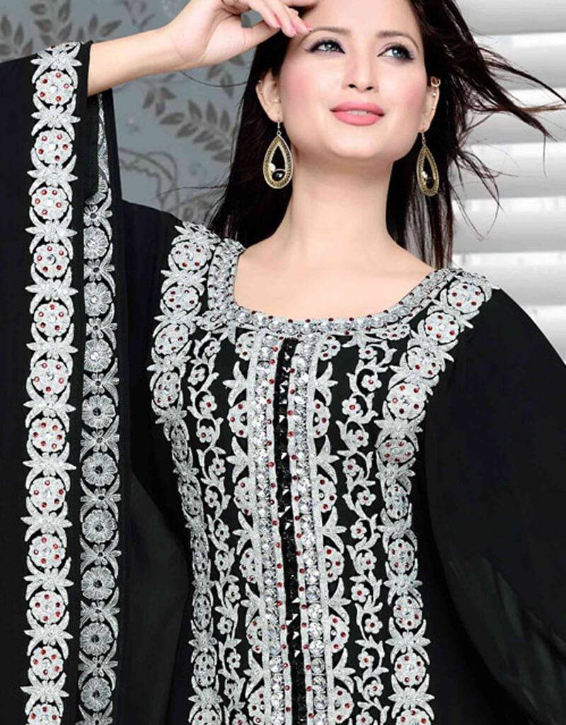 Farasha style broad sleeve Black Color, Farasha Style, Georgette Fabric ...