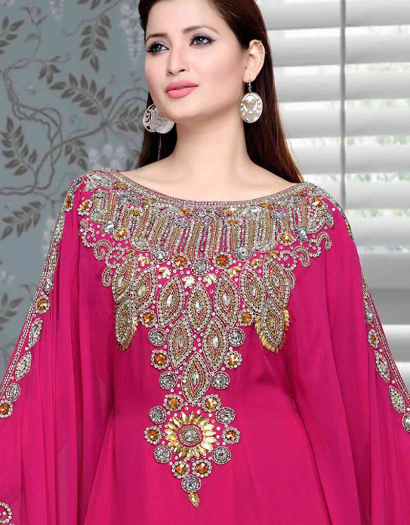 Fullsleeve Farasha with embroidery Magenta Farasha Style, Georgette ...