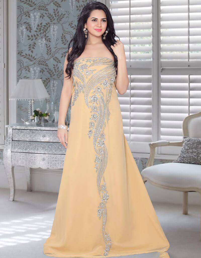 Inviting Designer Embroidered Fusant, Fustan Style, Georgette Fabric ...