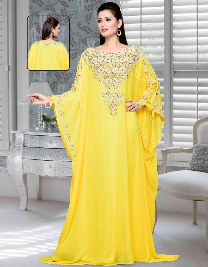 Kaftan in different sleeve Newest, Yellow Color – Arabic attire