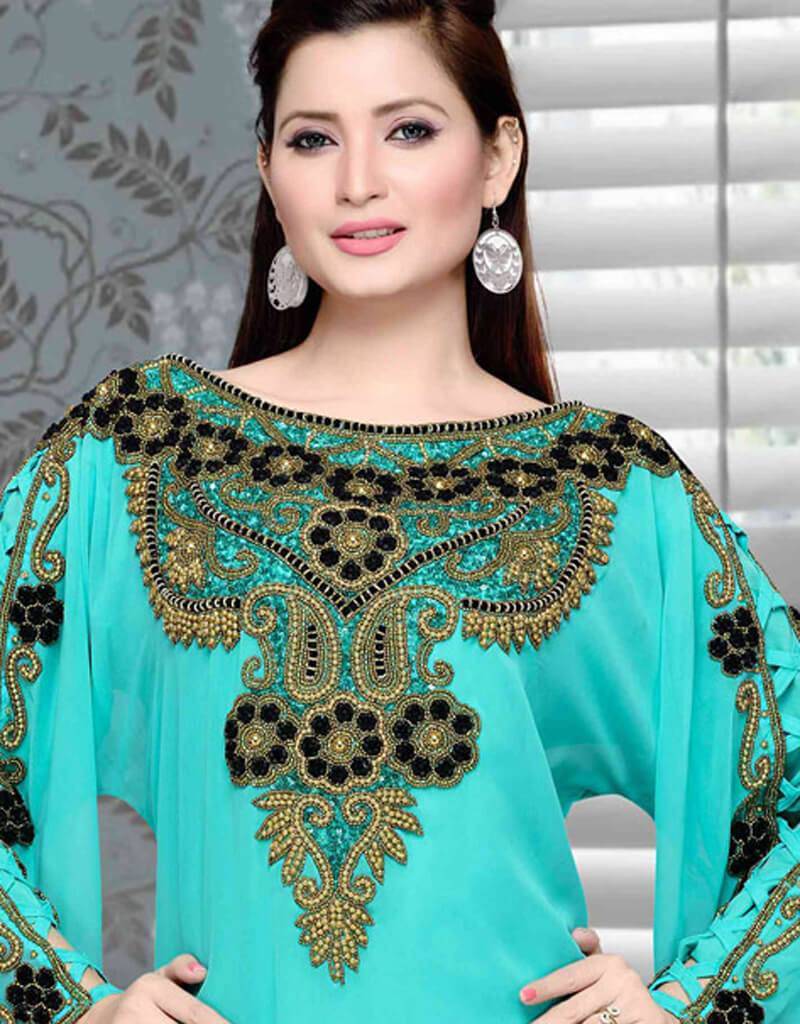 Kaftan with embroidery Turquoise Color – Arabic attire