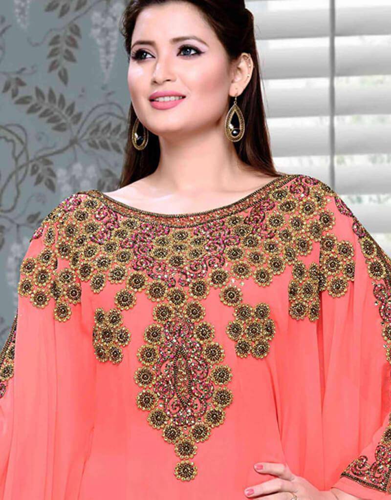 Rich party wear kaftan Peach Color – Arabic attire