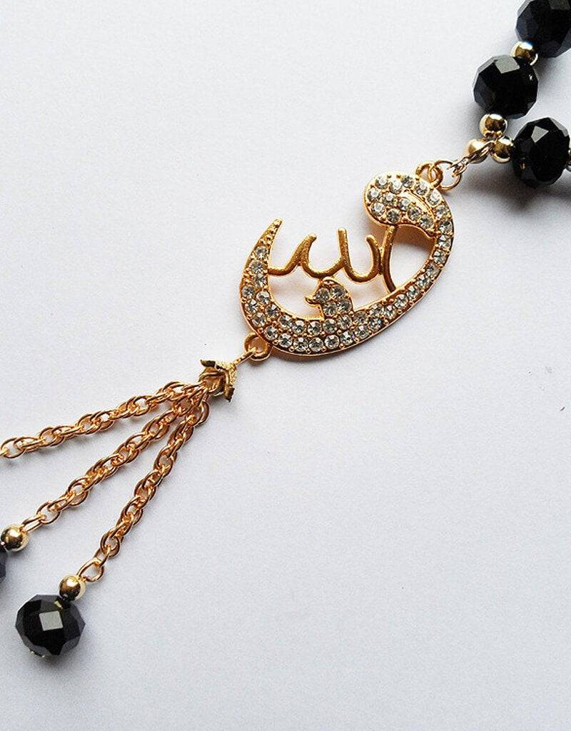 Muslim Black crystal Prayer beads – Arabic attire