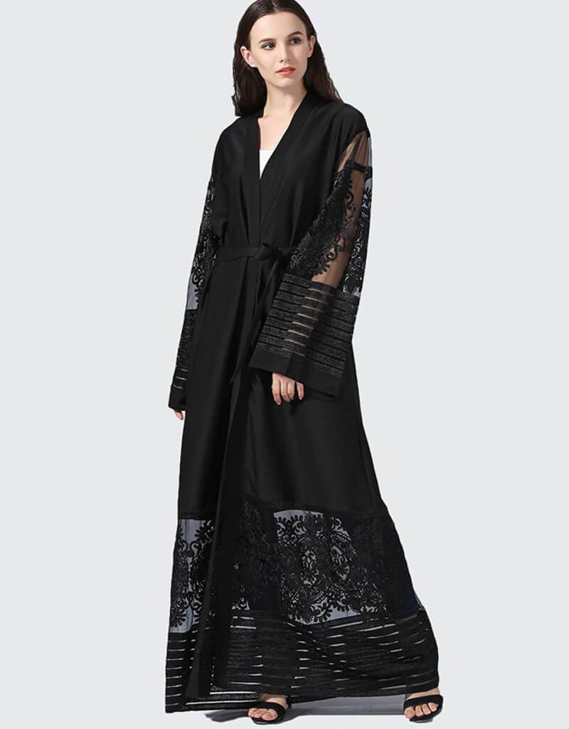Women Long Chiffon Lace Cardigan Kimonos – Arabic attire