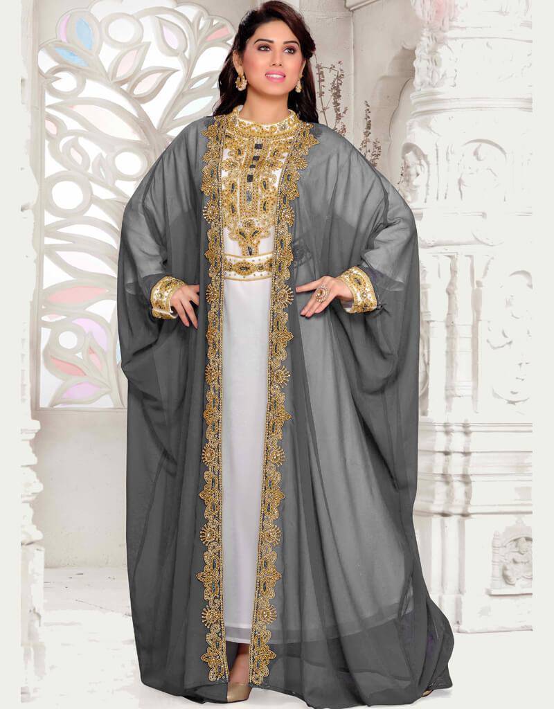 Front Open Jacket Style Kaftan Neavy Blue Color, Georgette Fabric ...