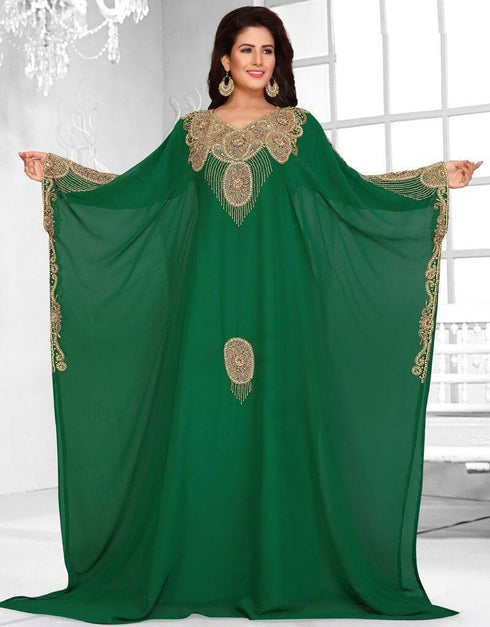 Heavy Farasha dress for party Farasha Style, Georgette Fabric, Golden ...