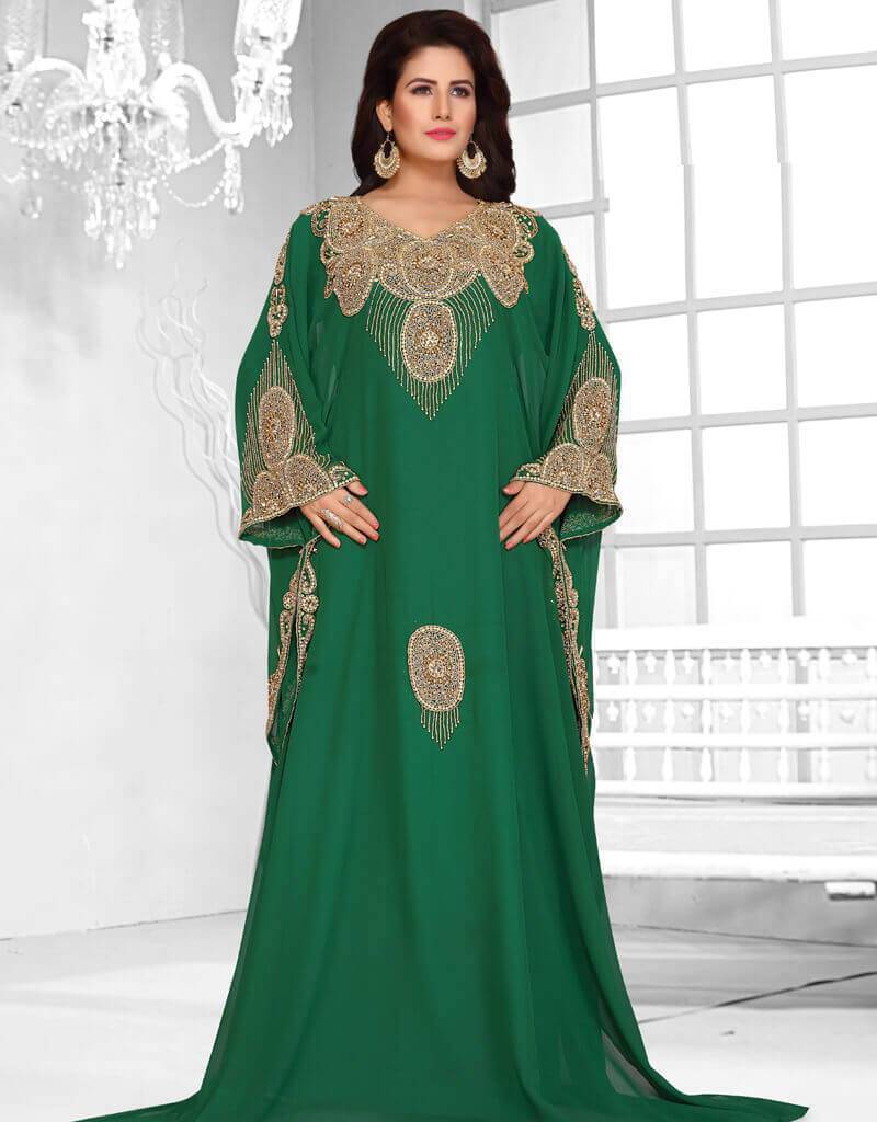 Heavy Farasha dress for party Farasha Style, Georgette Fabric, Golden ...
