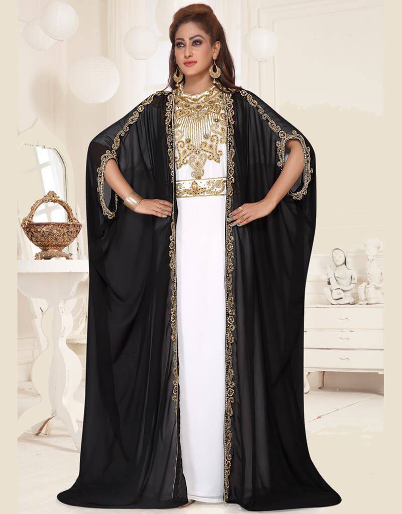 Jacket Style Partywear Kaftan Black, Georgette Fabric, Handmade, Golden ...