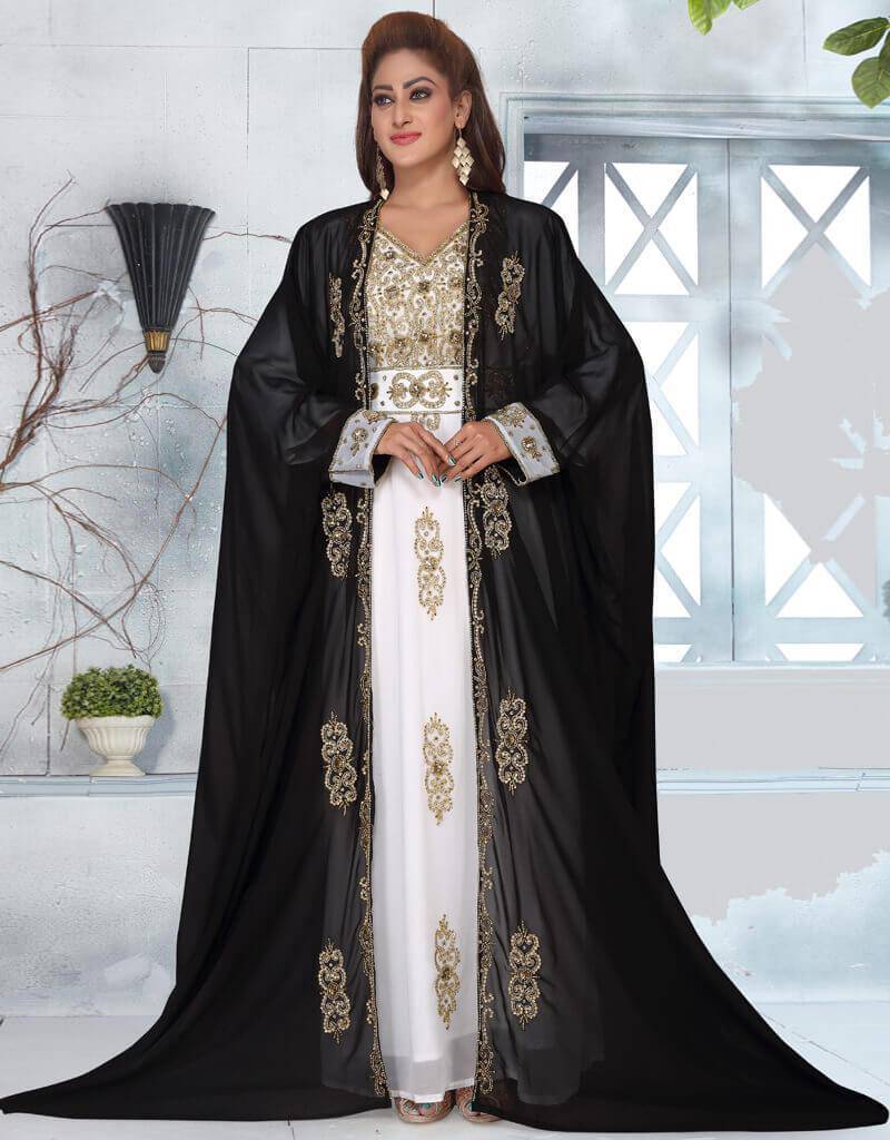 Party Wear Jacket Style Kaftan Black, Georgette Fabric, Handmade ...