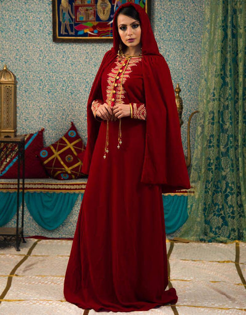 Aline Abaya Style With Neck Work Aline Style, Georgette Fabric, Maroon ...